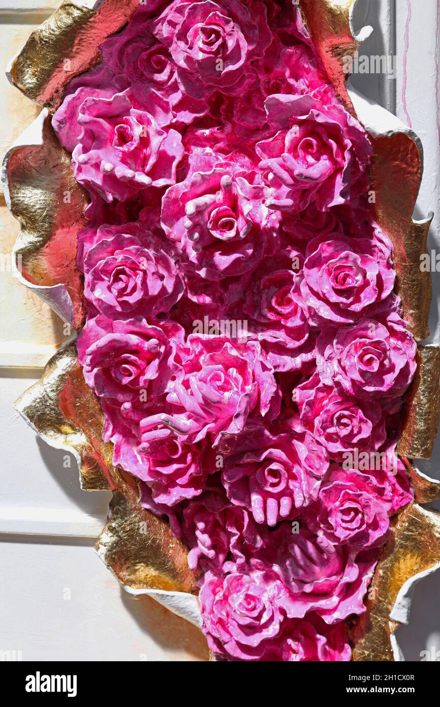 LONDON, UNITED KINGDOM - JUNE 24: Porcelain pink roses in London on ...