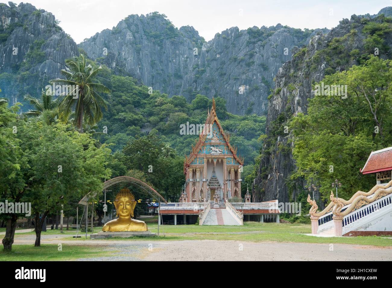 the wat Khao Daeng Temple at the Sam Roi Yot Nationalpark near the Town ...
