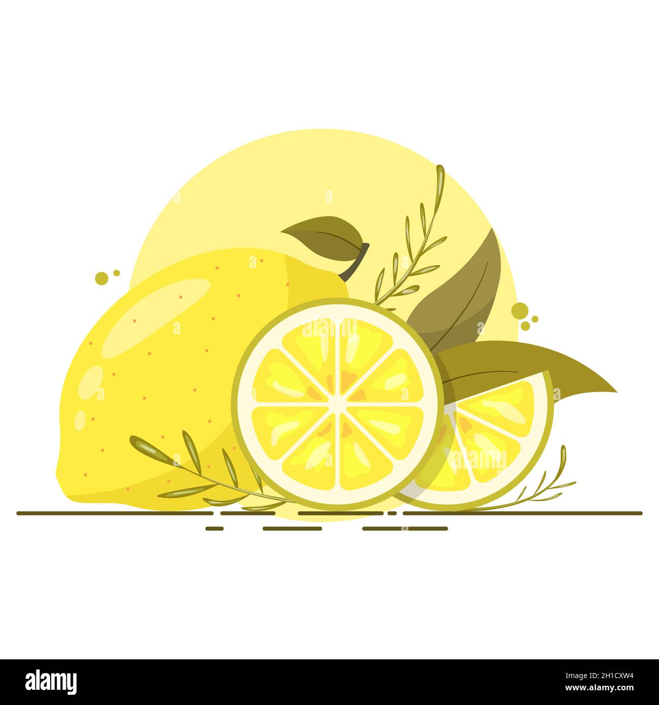 Cartoon lemon cut citrus slices Cut Out Stock Images & Pictures - Alamy