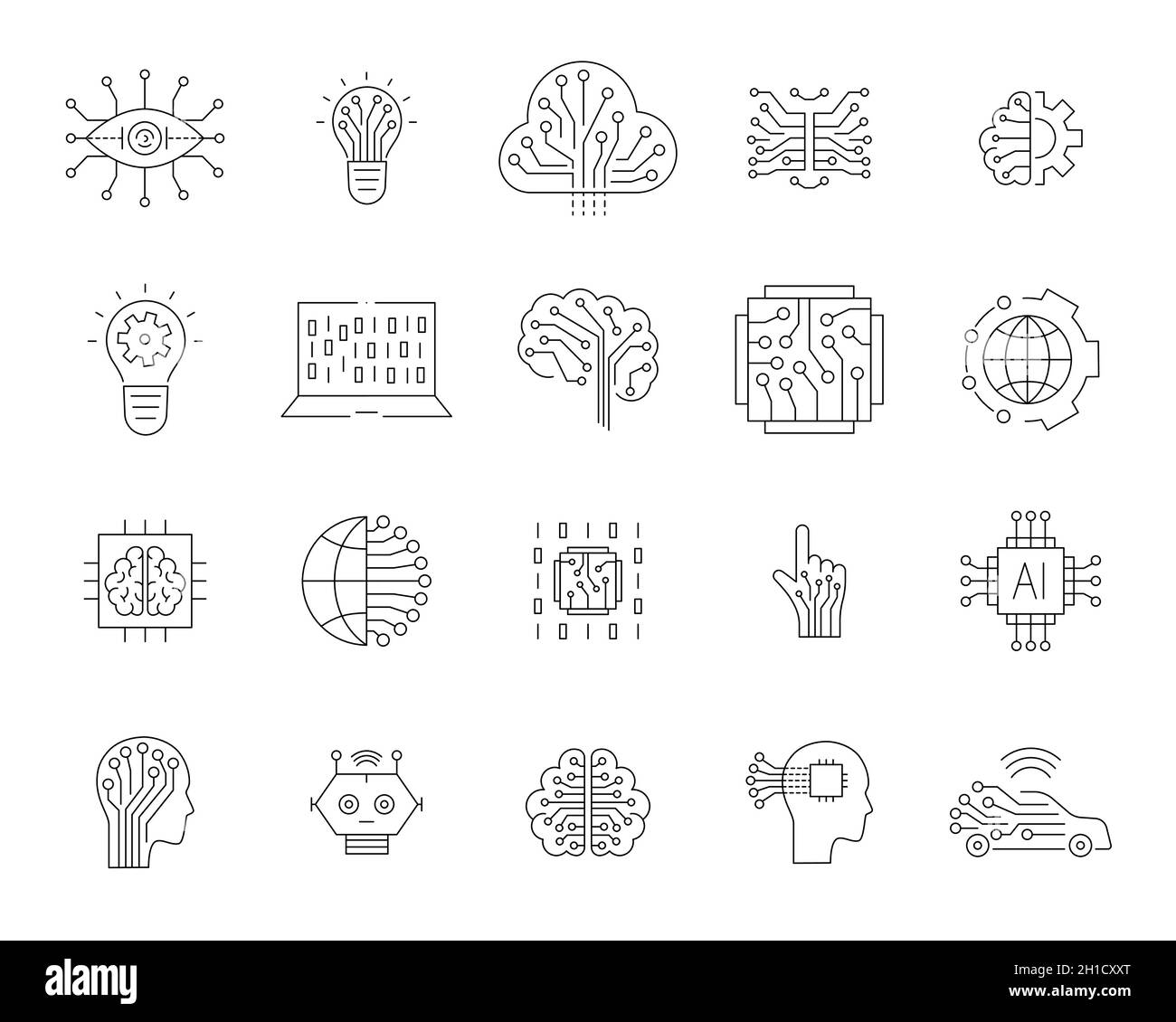 Artificial intelligence and machine learning line icon Stock Vector ...