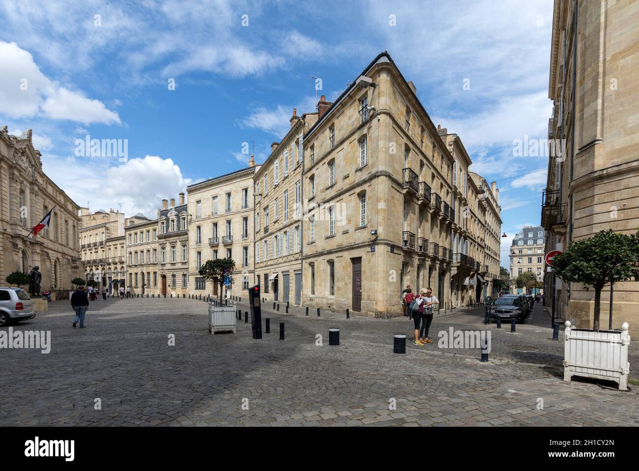 Bordeaux, France - September 9, 2018: Facade of l buildings in a street ...