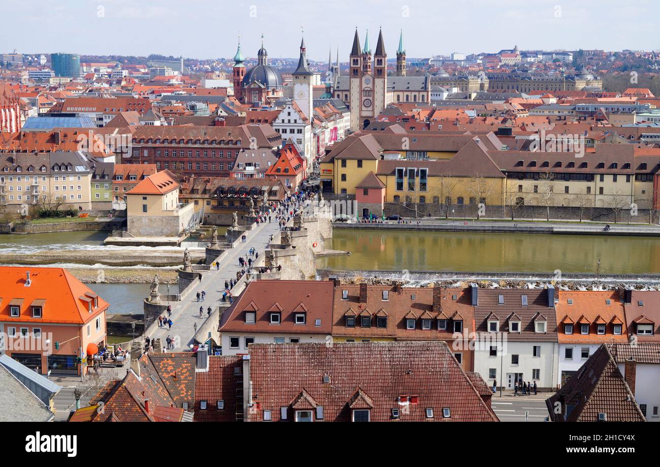 a beautiful cityscape of Wurzburg with Old Main Bridge (Germany Stock ...