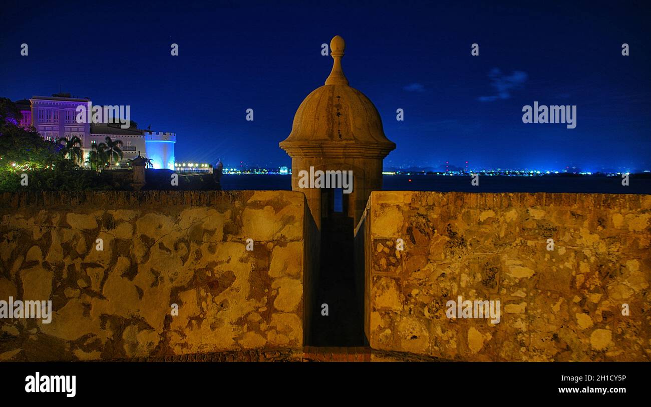 Watchtower At Night: Old San Juan, Puerto Rico Stock Photo - Alamy