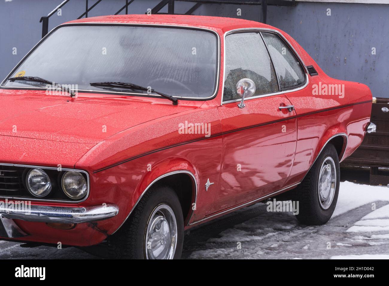 VELBERT, NRW, GERMANY - MARCH 07, 2016: Oldtimer, red Opel Manta in a ...