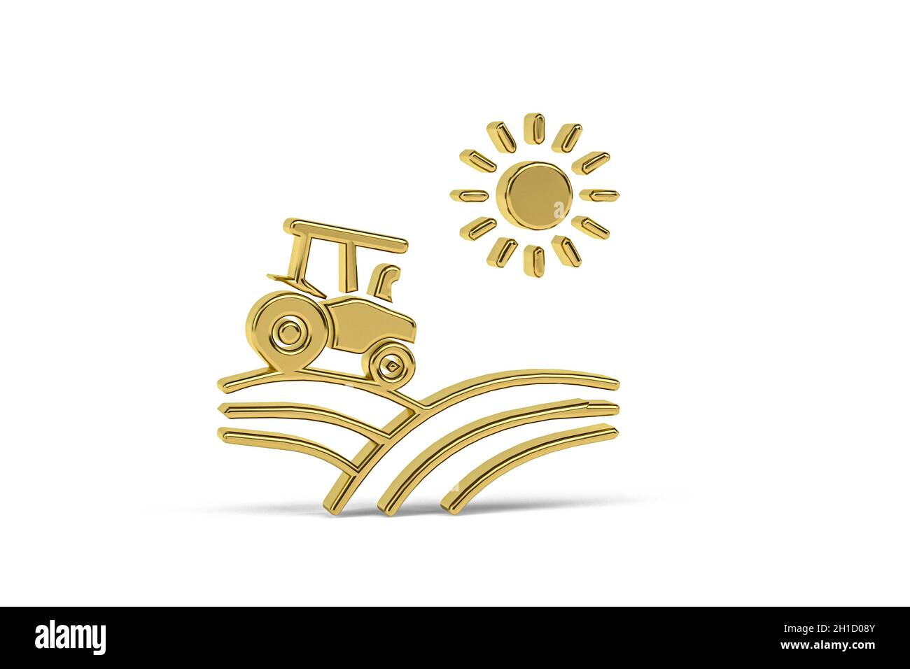 Golden 3d farming icon isolated on white background - 3d render Stock ...