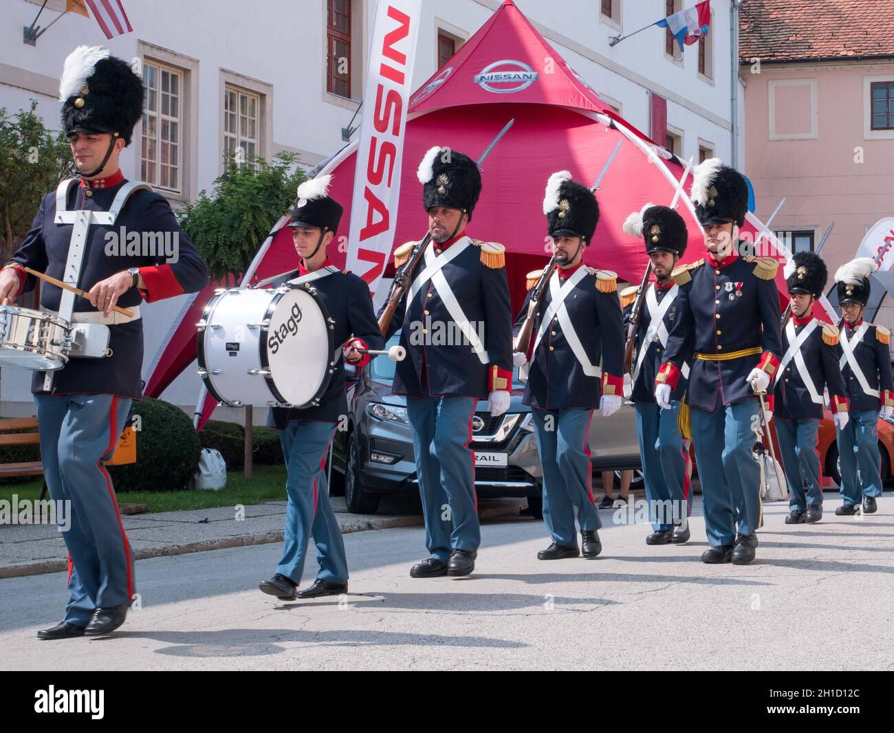 Formal Varazdin Civil Guard passes through the old parts of the city of ...