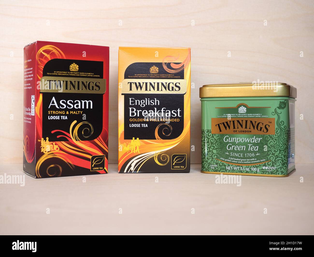 LONDON, UK - CIRCA MARCH 2020: Packets of Twinings loose tea including ...