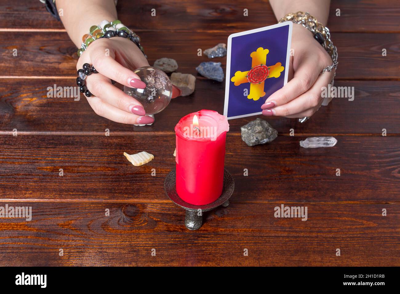 Bangkok, Thailand, March.15.20.A fortune teller holds a magic ball and ...