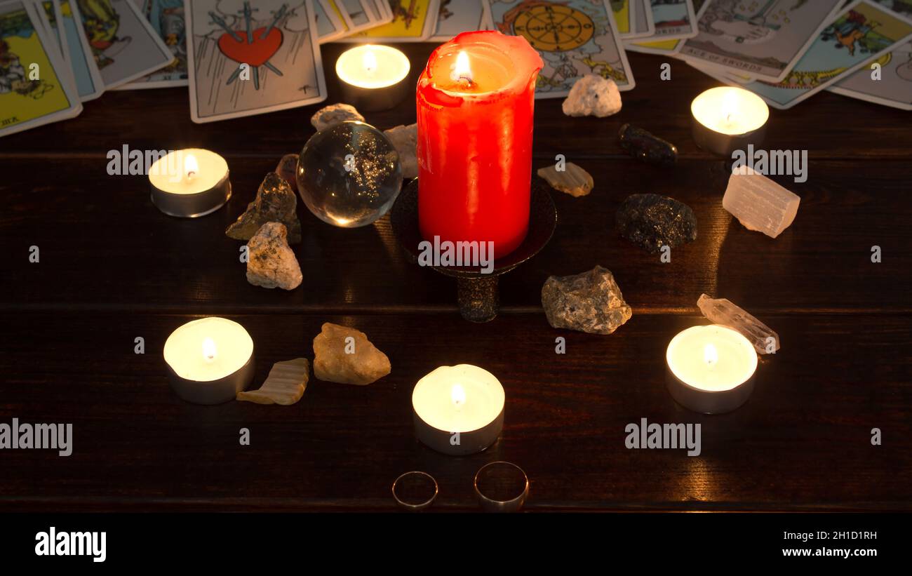 Bangkok,Thailand,March.15.20.On the table are fortune-telling cards,a ...