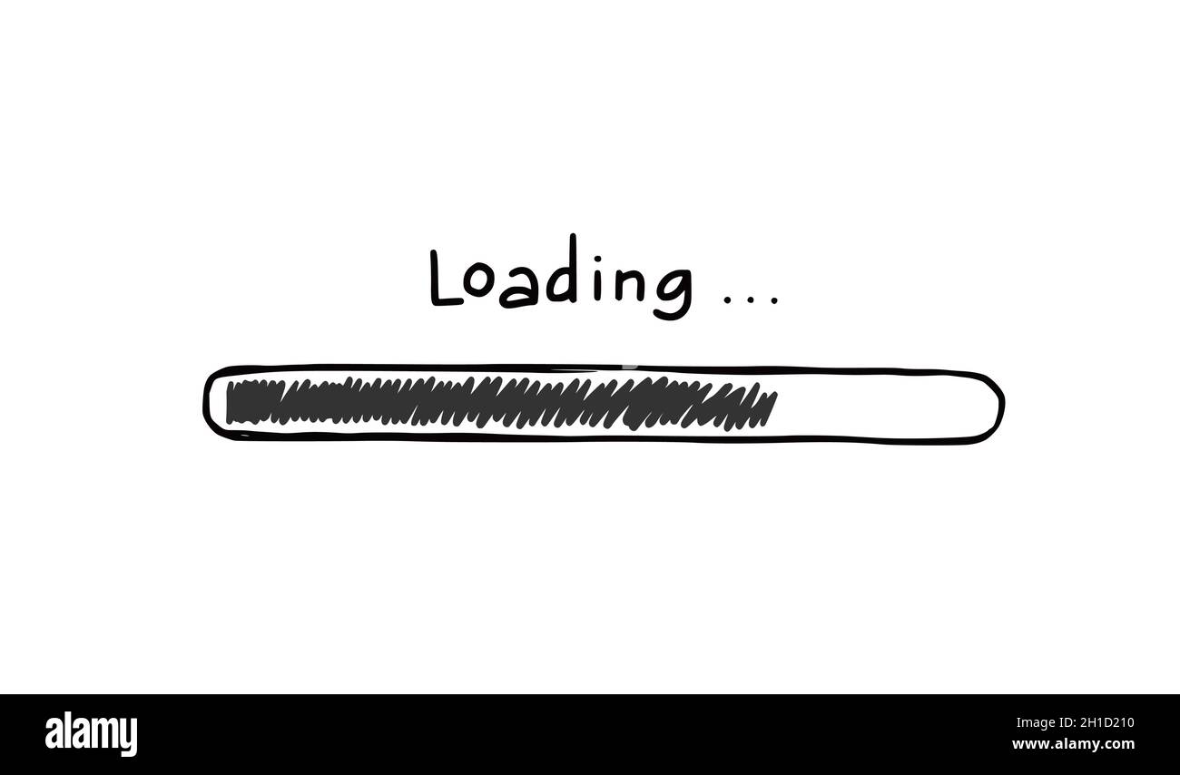 Loading bar doodle element. Hand drawn line sketch style. Slow download ...