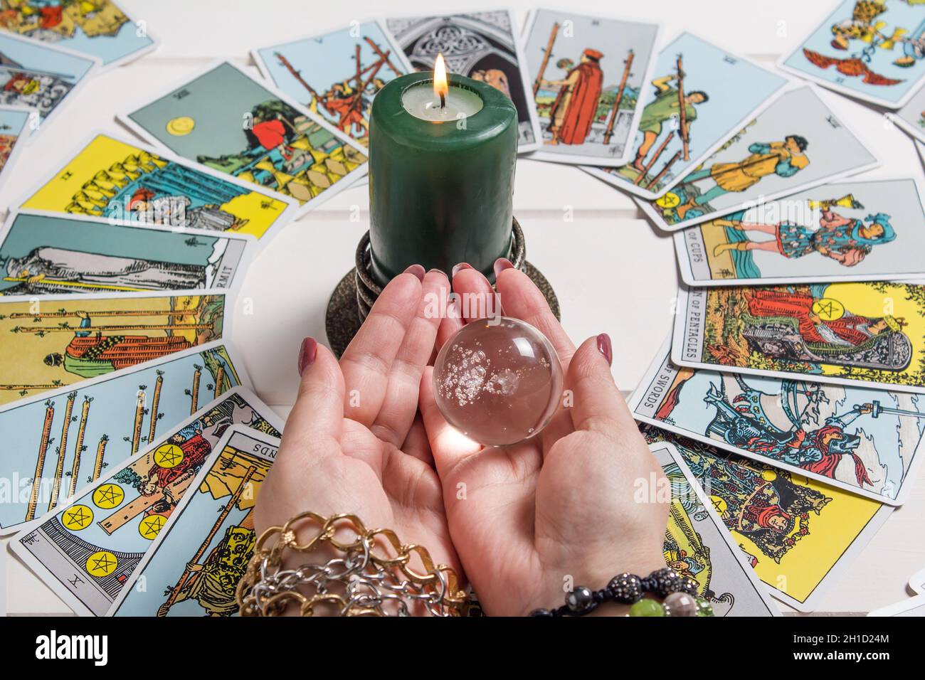Bangkok,Thailand,March.15.20. A fortune teller holds a magic ball.On ...