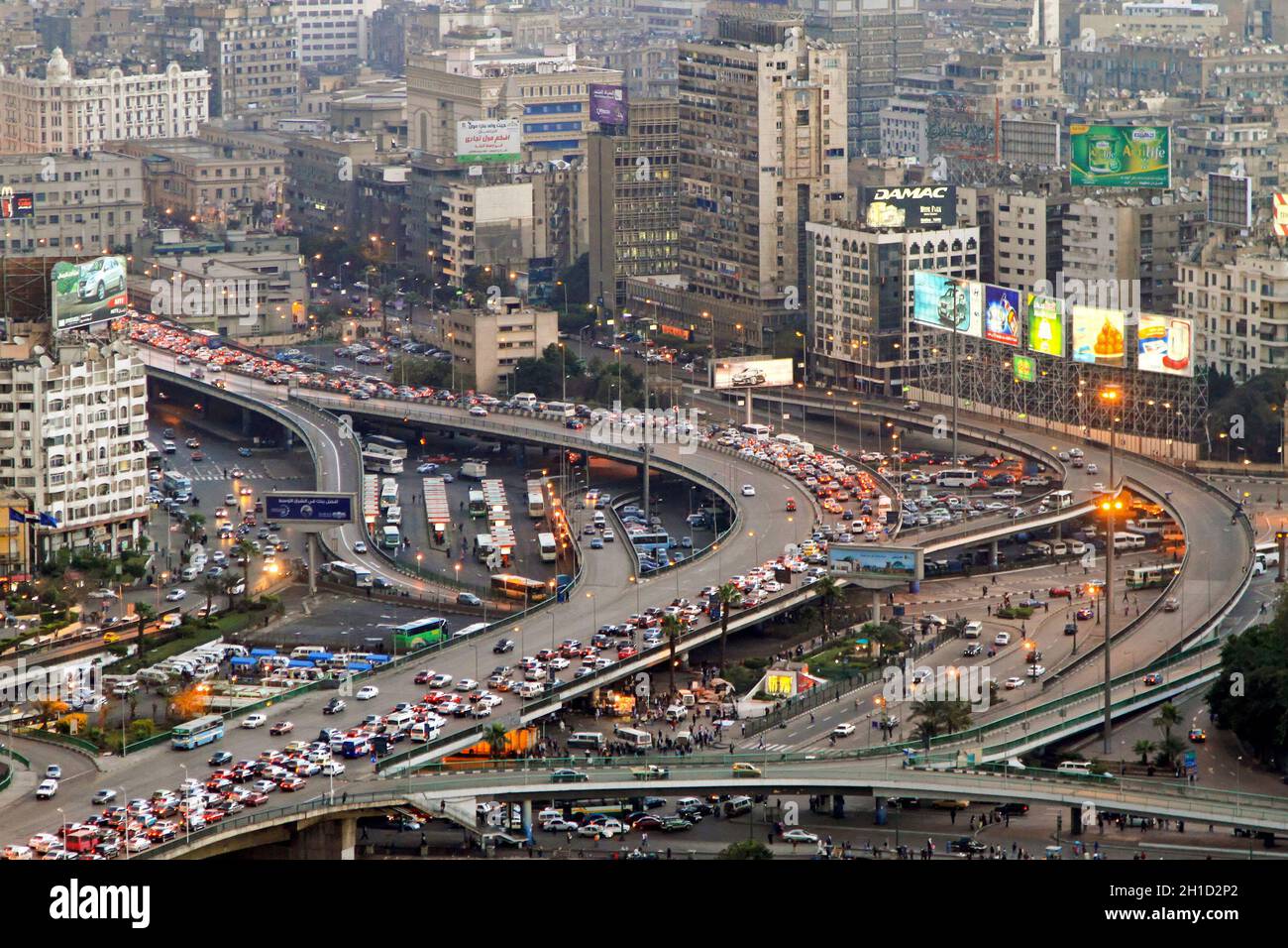CAIRO, EGYPT - FEBRUAR 25: Cairo traffic jam on FEBRUAR 25, 2010 ...