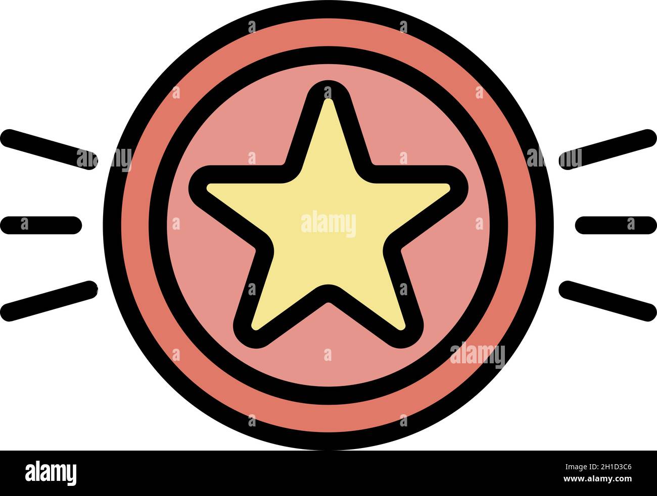 Star coin icon. Outline star coin vector icon color flat isolated Stock ...