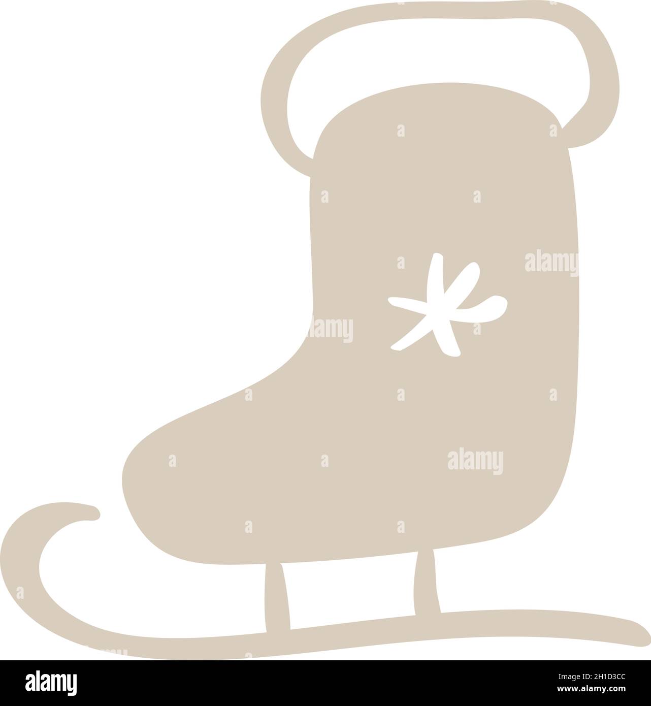 Vector doodle Ice skating christmas shoe image with snowflake. linear ...