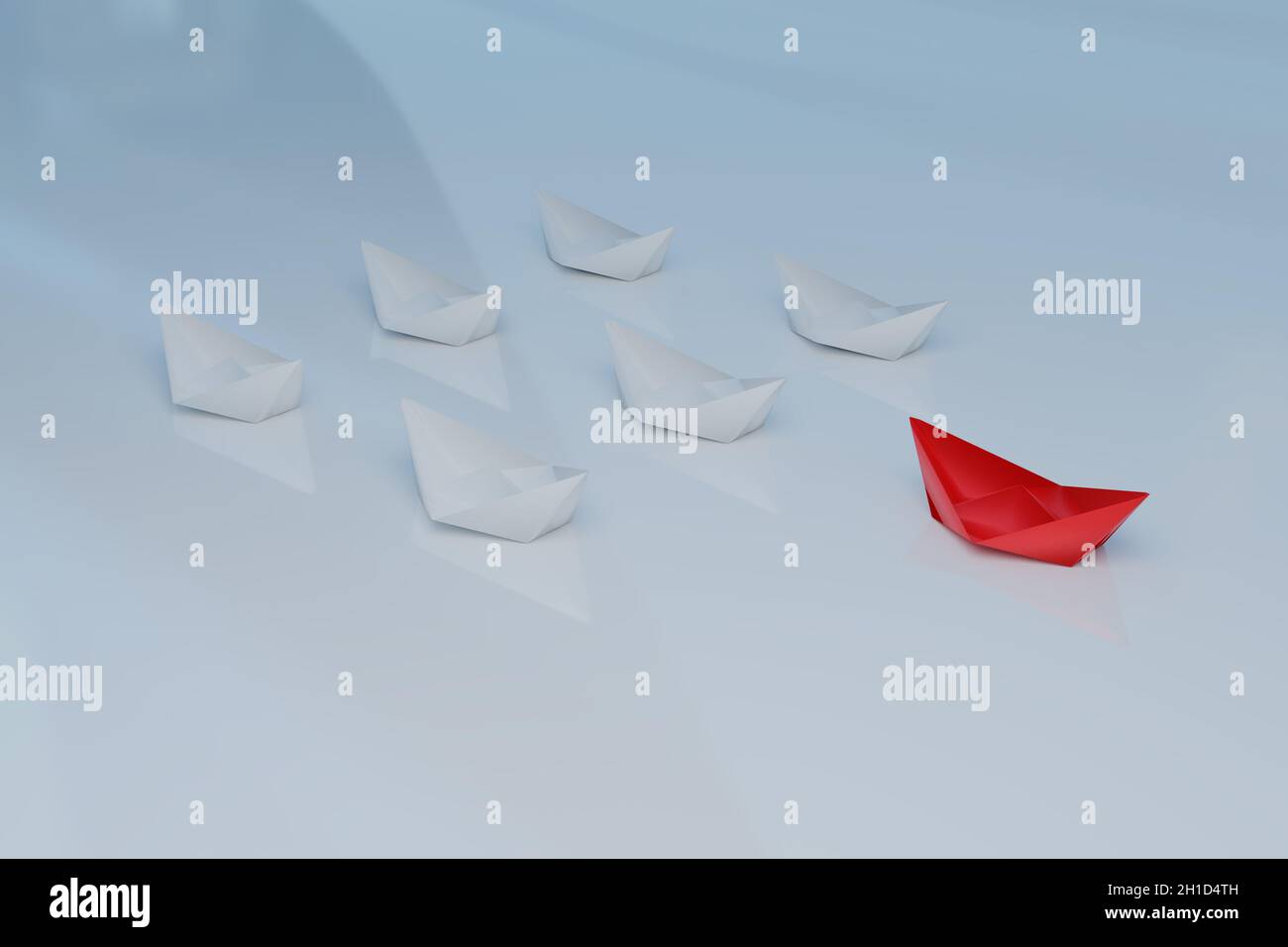 red boat take a leader to success team, 3d illustration rendering Stock ...