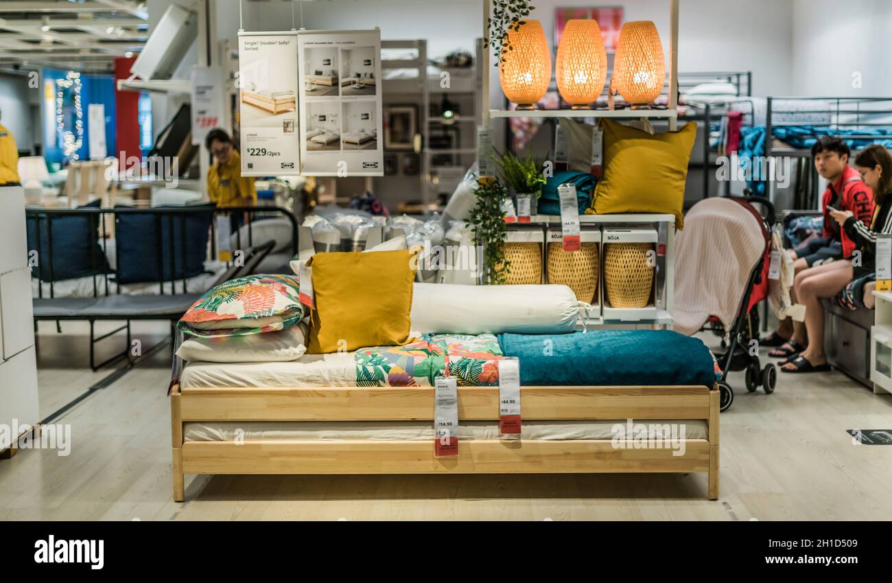 SINGAPORE - MAR 4, 2020: Interior of IKEA store, a brand of ...