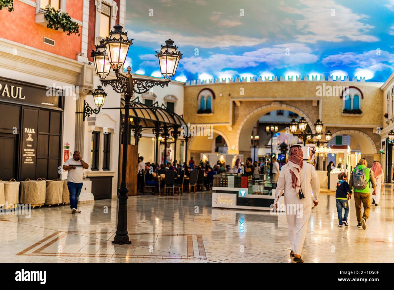 DOHA, QATAR - FEB 26, 2020: Interior of Villaggio Mall, a shopping mall ...