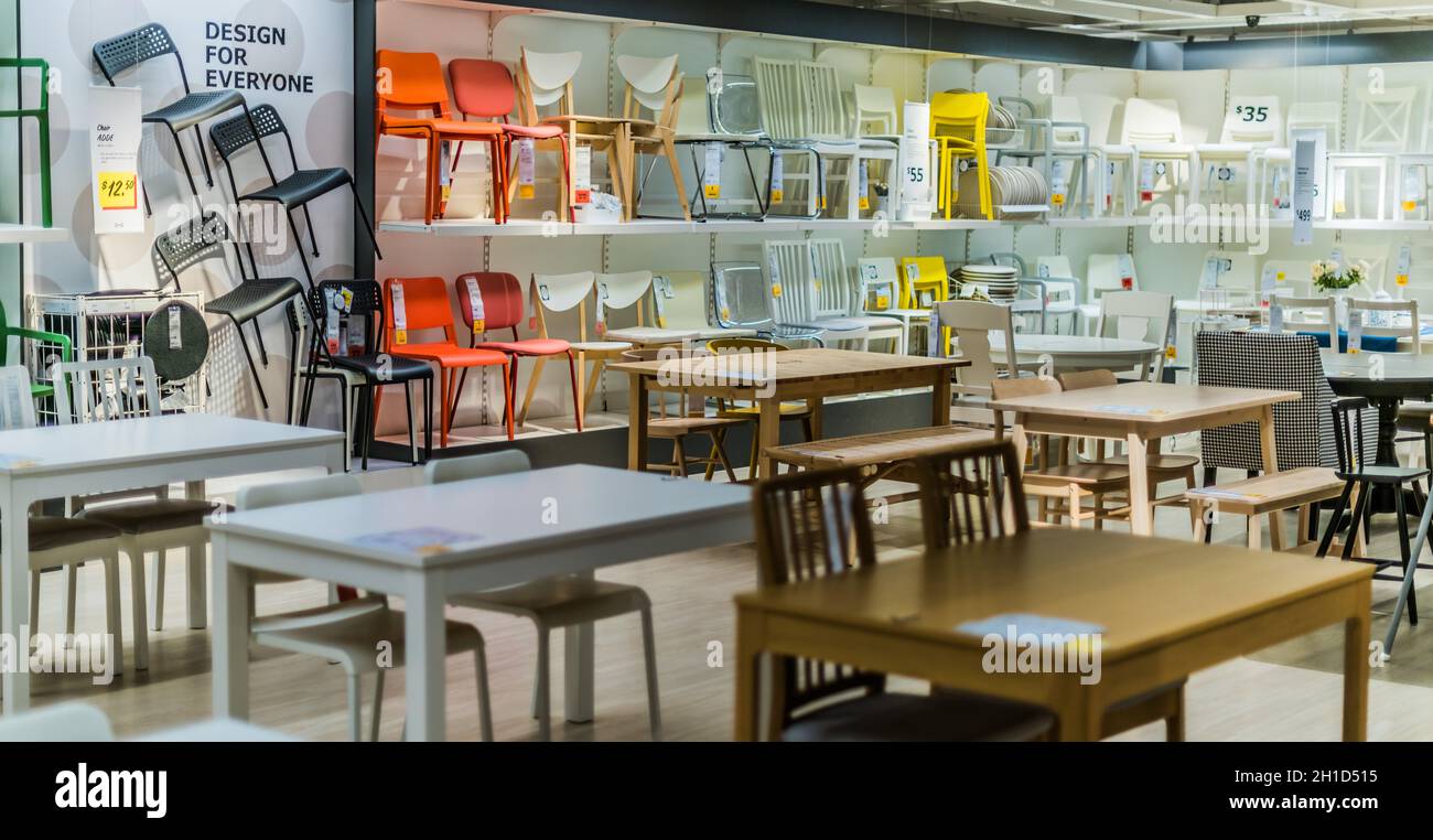 SINGAPORE - MAR 4, 2020: Interior of IKEA store, a brand of ...