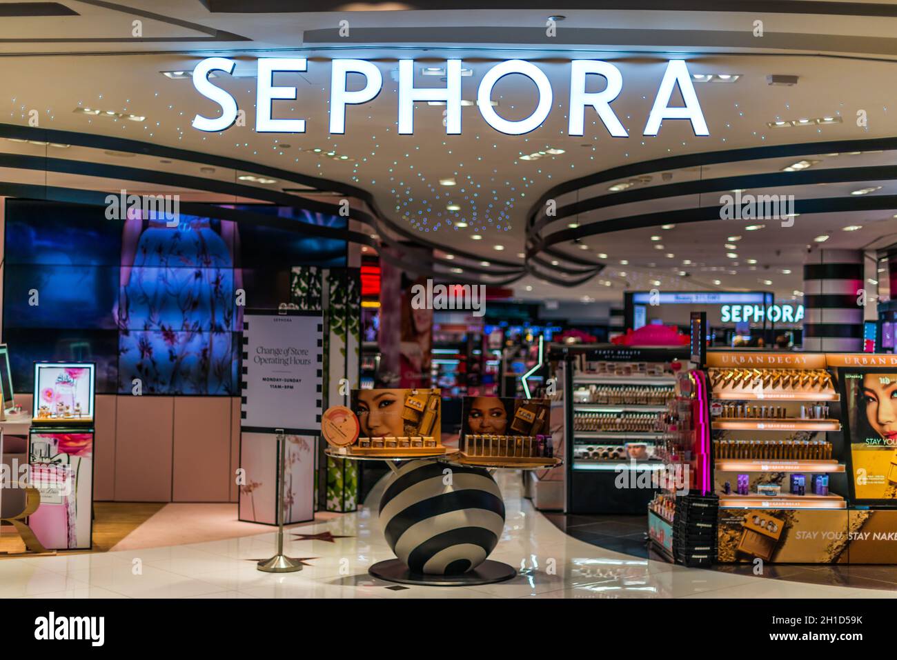 SINGAPORE - MAR 3, 2020: Sephora shop, a French multinational chain of ...