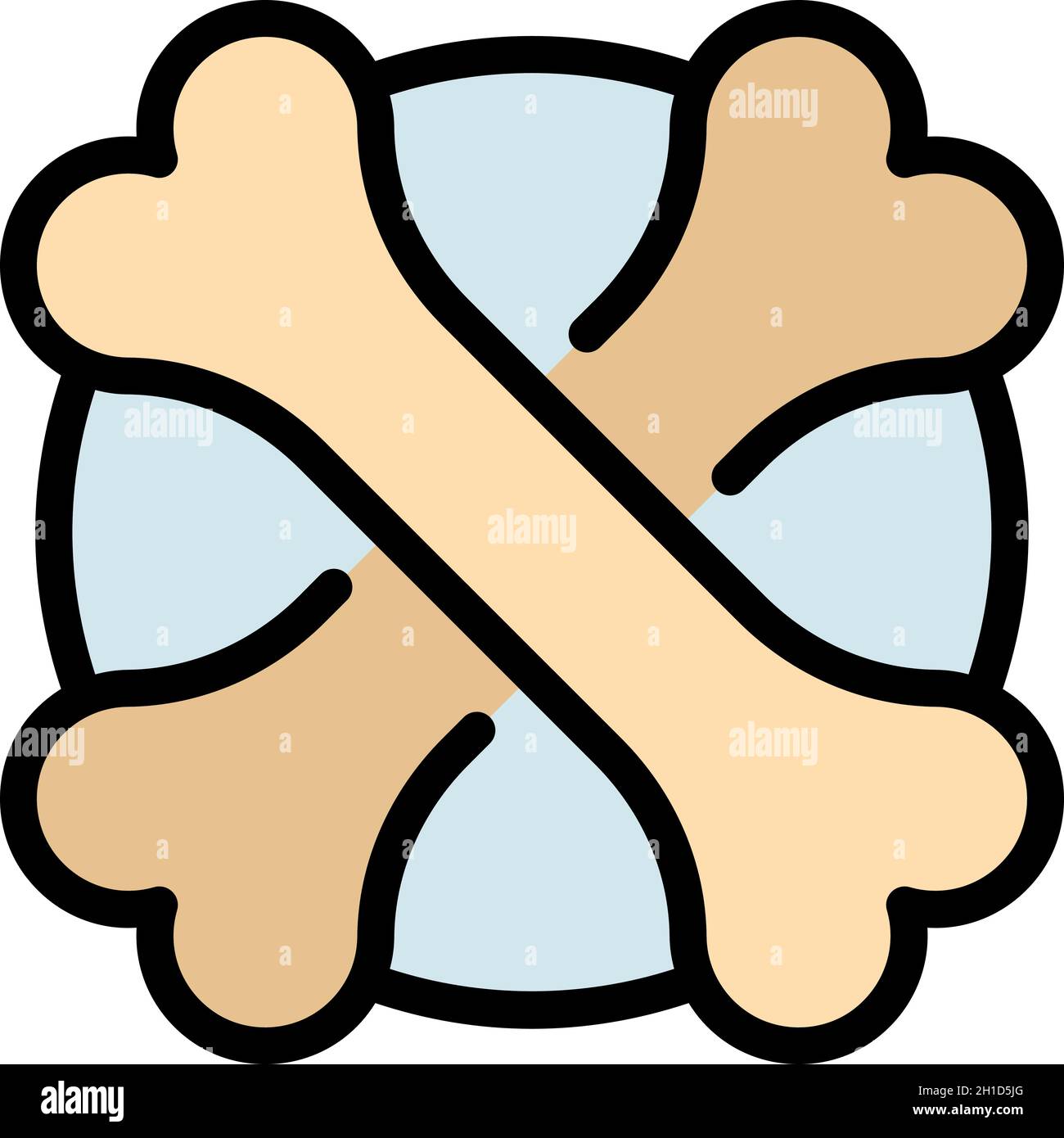 Crossed bones icon. Outline crossed bones vector icon color flat ...