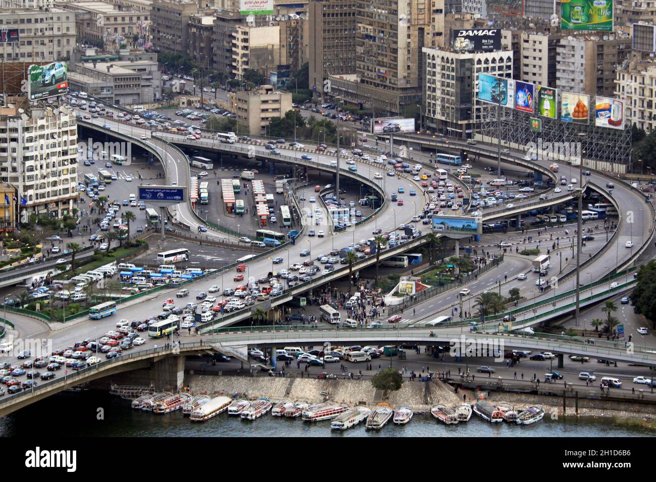 CAIRO, EGYPT - FEBRUARY 25: Flyover at square in Cairo on FEBRUARY 25 ...