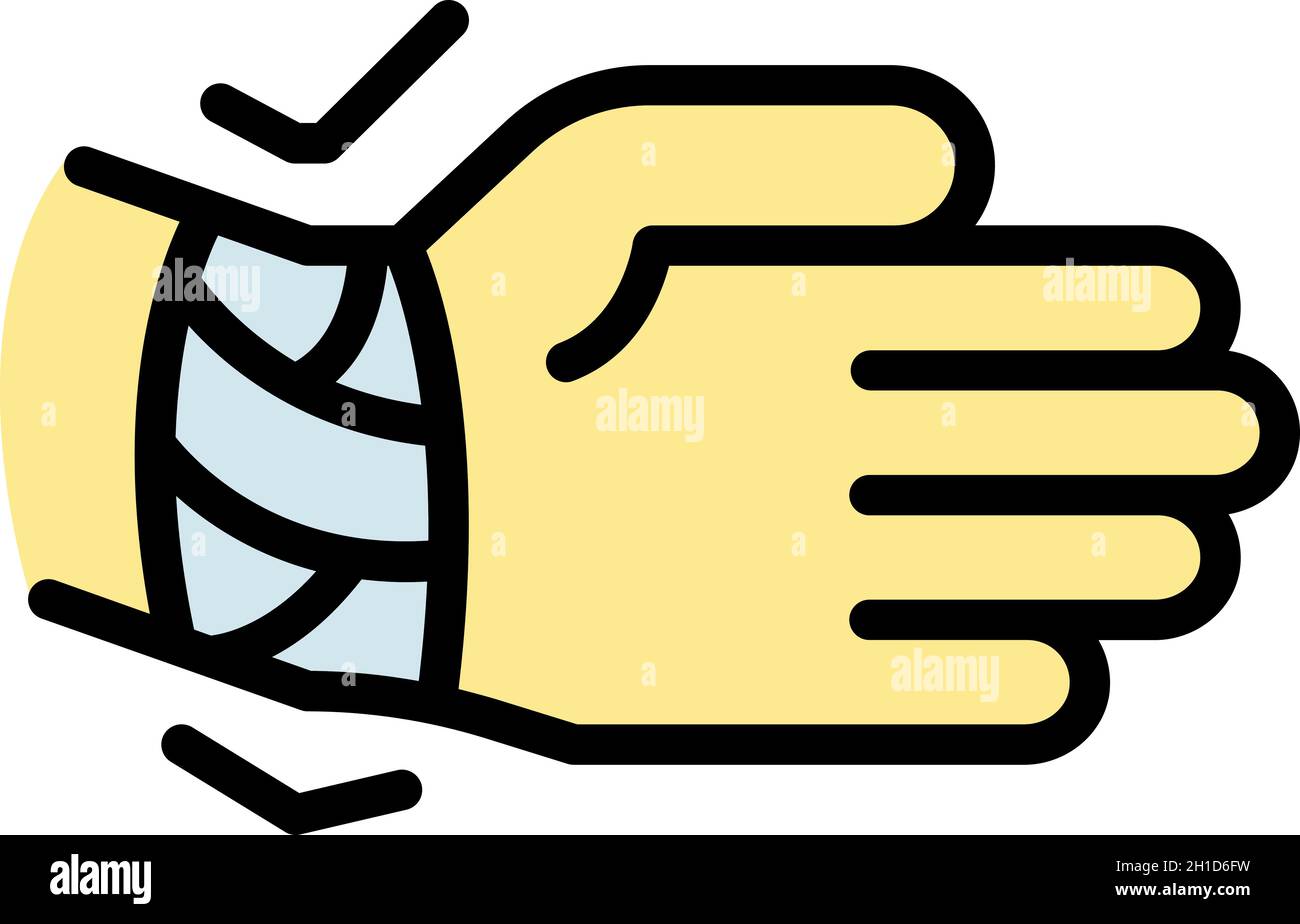 Wrist plaster icon. Outline wrist plaster vector icon color flat ...