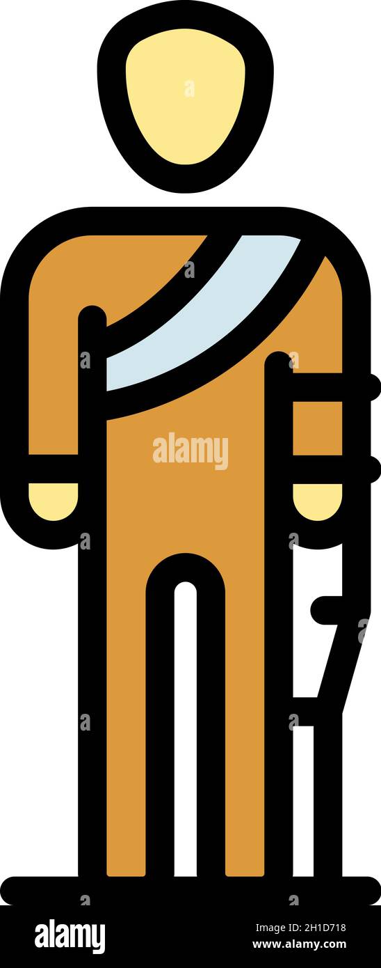 Sad injury man icon. Outline sad injury man vector icon color flat ...