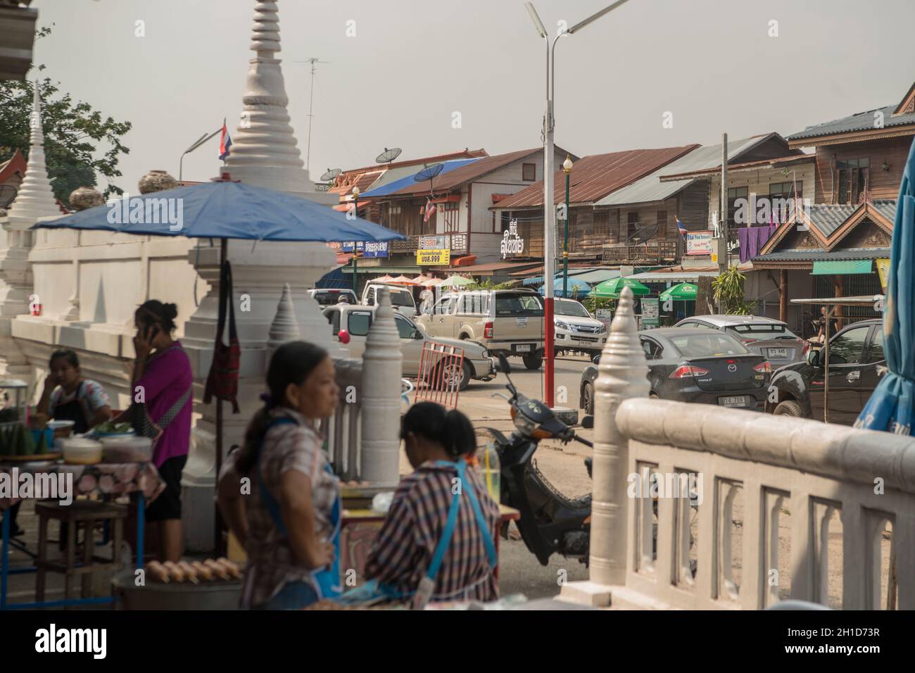 the market in the Town of Old Sukhothai in the Historical Park in ...