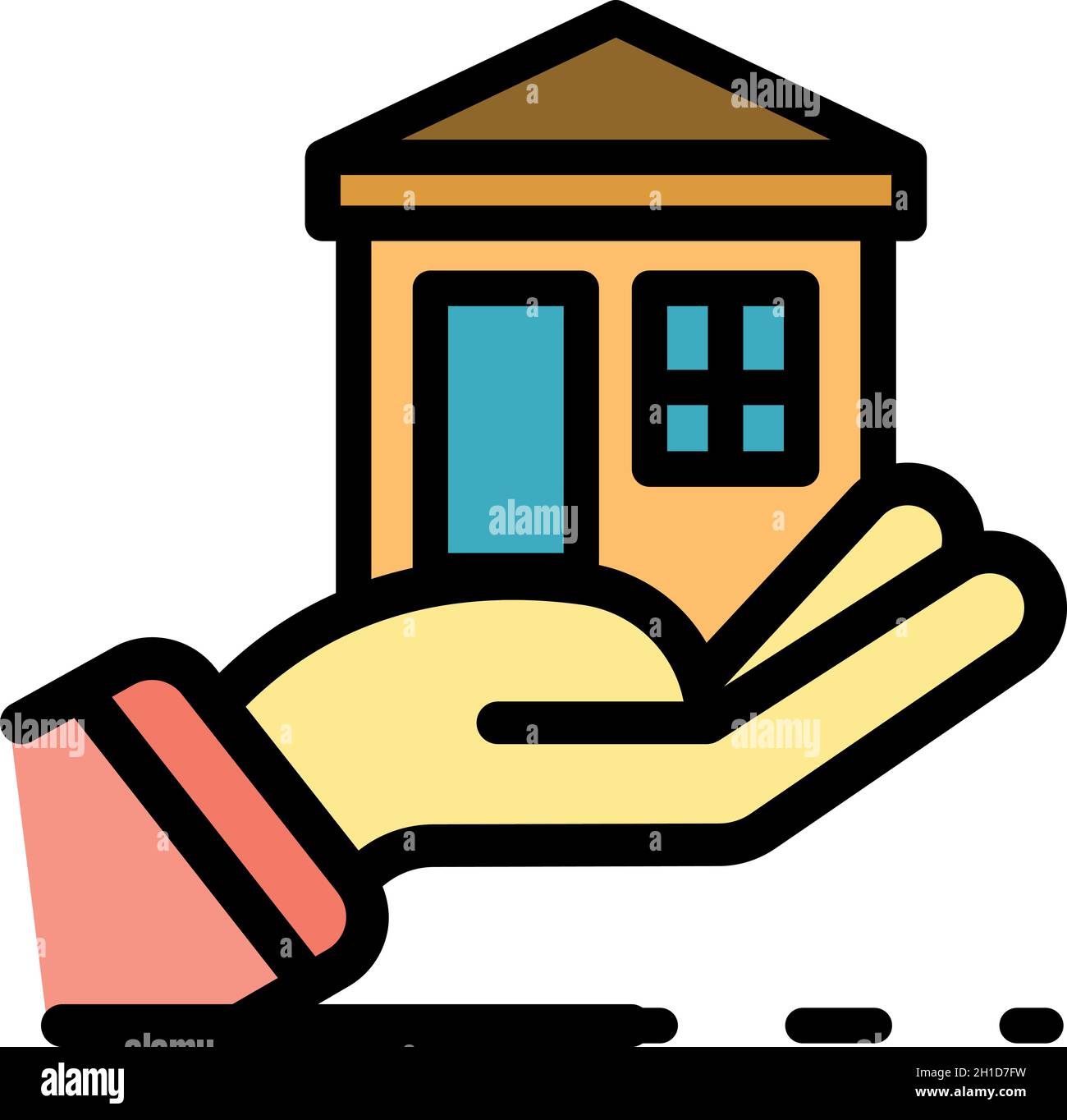 Hand keep house icon. Outline hand keep house vector icon color flat ...
