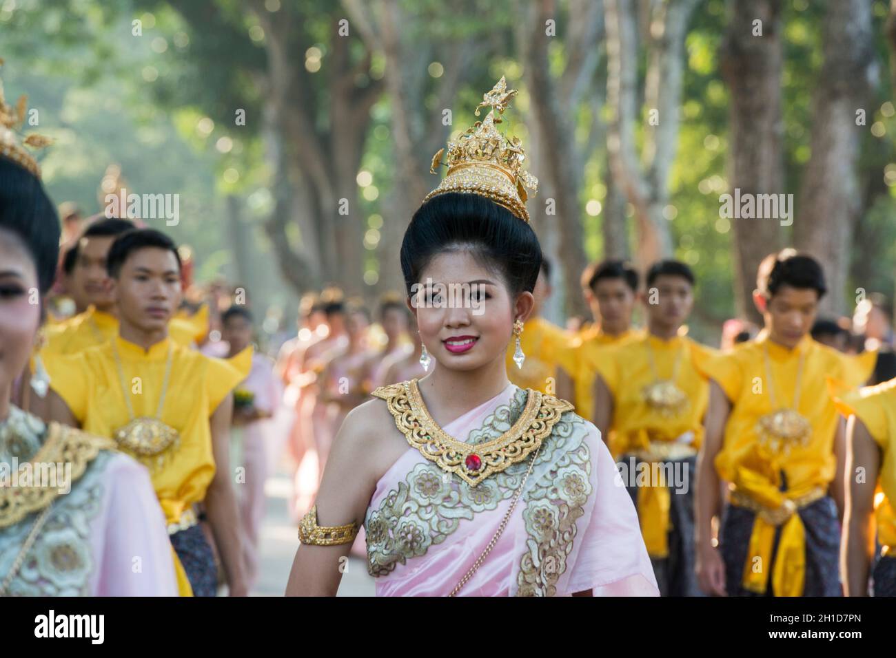 traditional dresst thai people at the Loy Krathong Festival in the ...