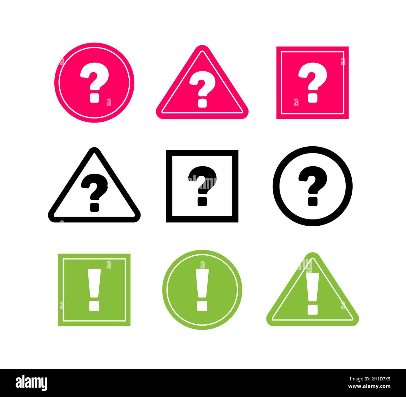Big collection sign Question Mark. Circle sign Exclamation Mark ...