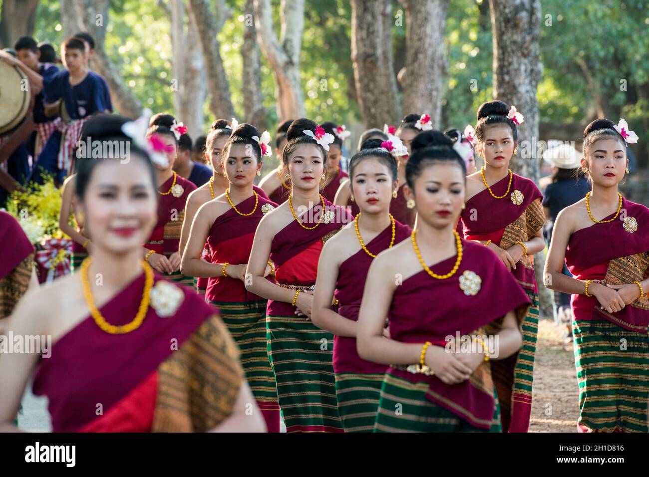 traditional dresst thai people at the Loy Krathong Festival in the ...