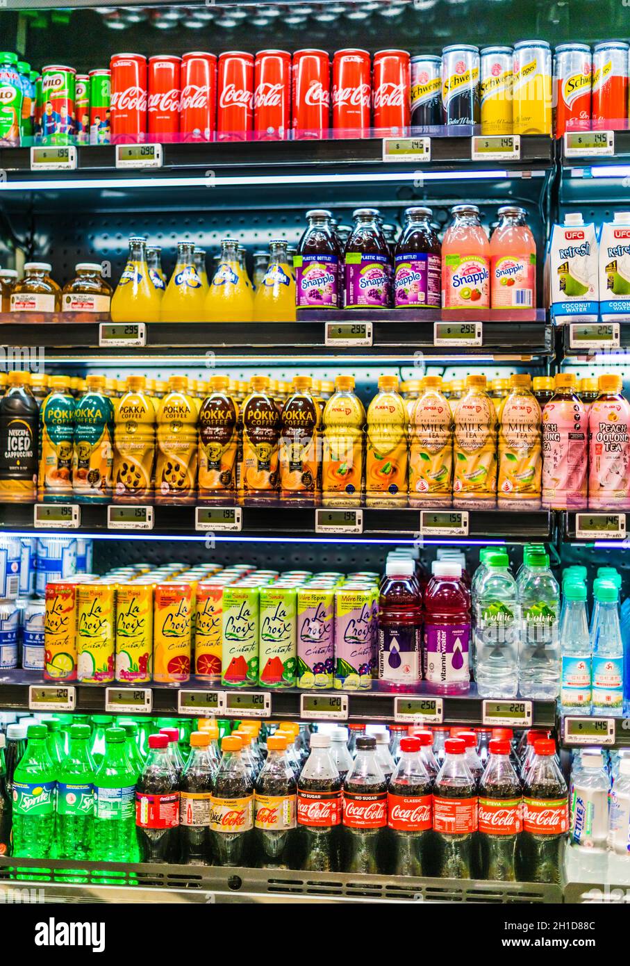 Juice and soft drinks display hi-res stock photography and images - Alamy