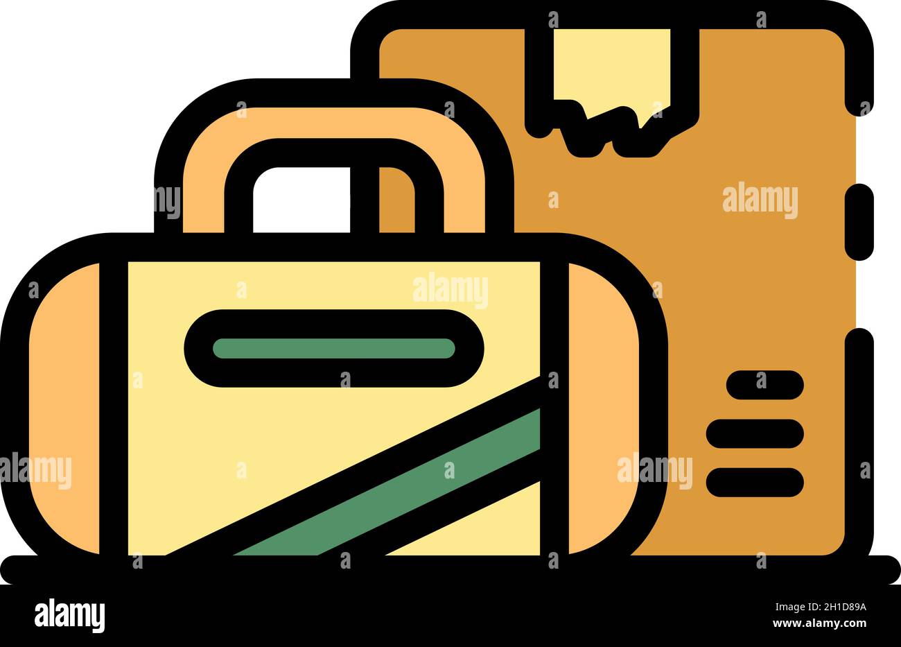 Homeless man bags icon. Outline homeless man bags vector icon color ...
