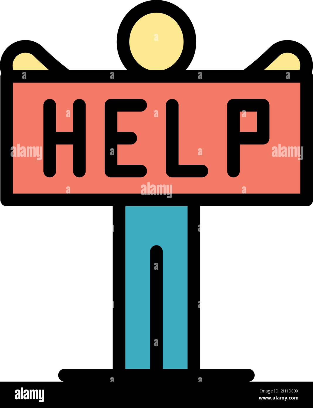 Man need help icon. Outline man need help vector icon color flat ...