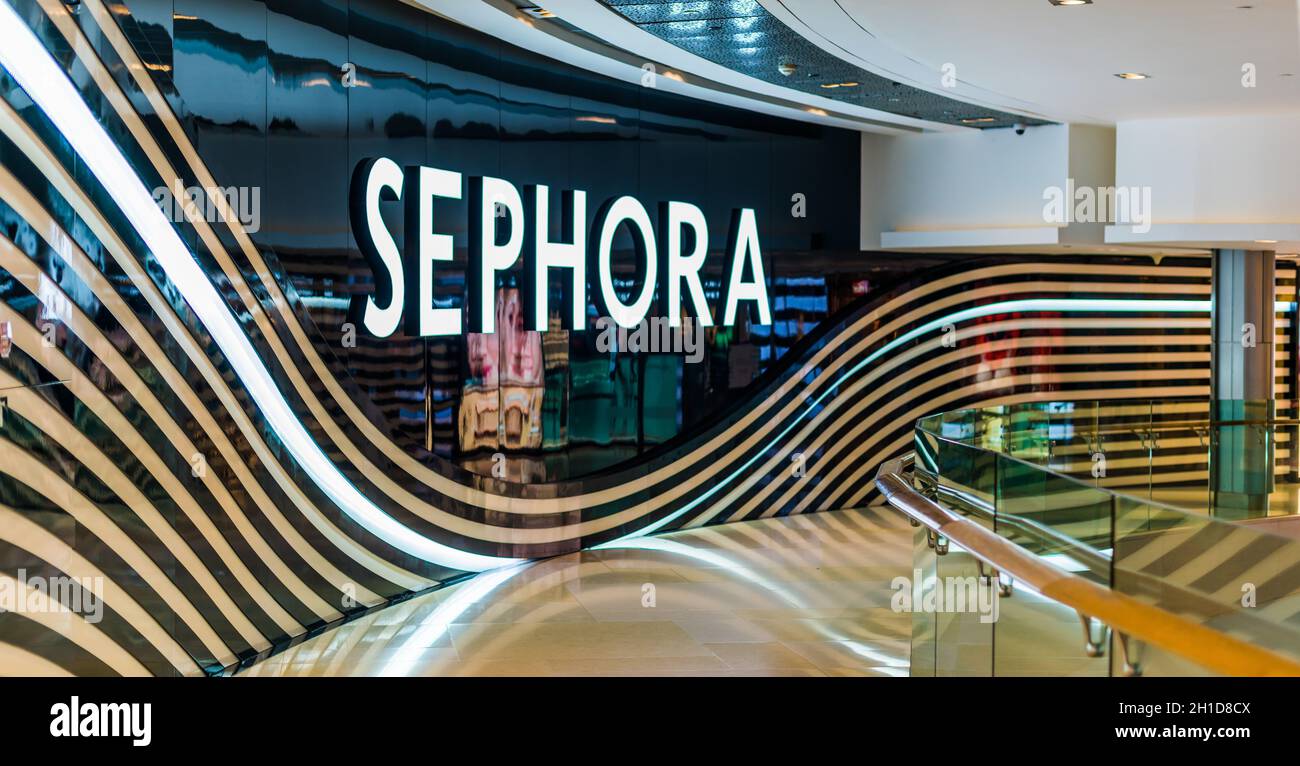SINGAPORE - MAR 3, 2020: Sephora shop, a French multinational chain of ...