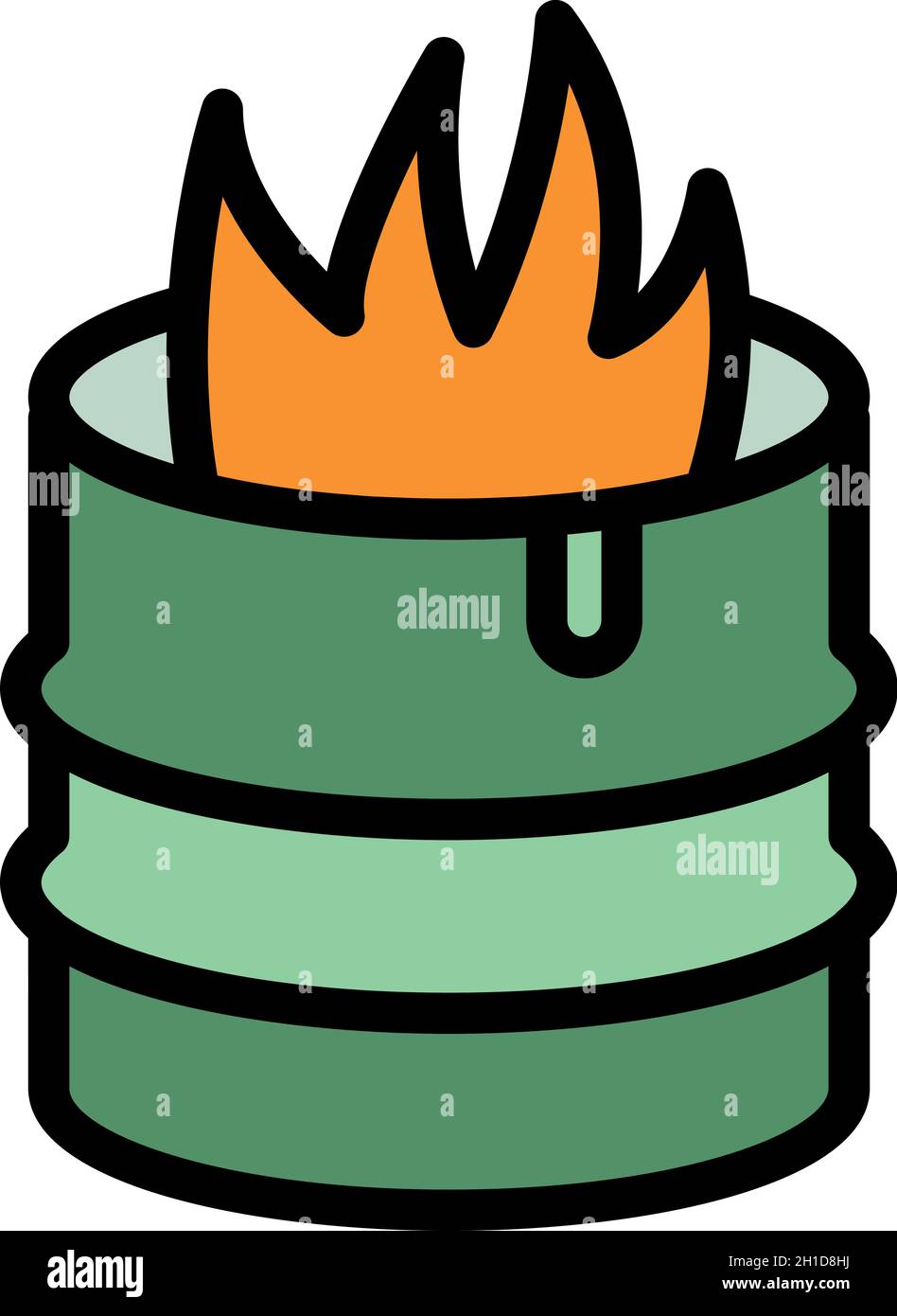Fire in barrel icon. Outline fire in barrel vector icon color flat ...