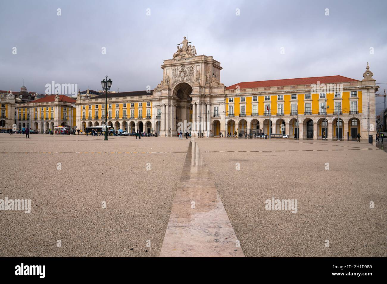 LISBON, PORTUGAL: Panoramic image of the central square Praca do ...