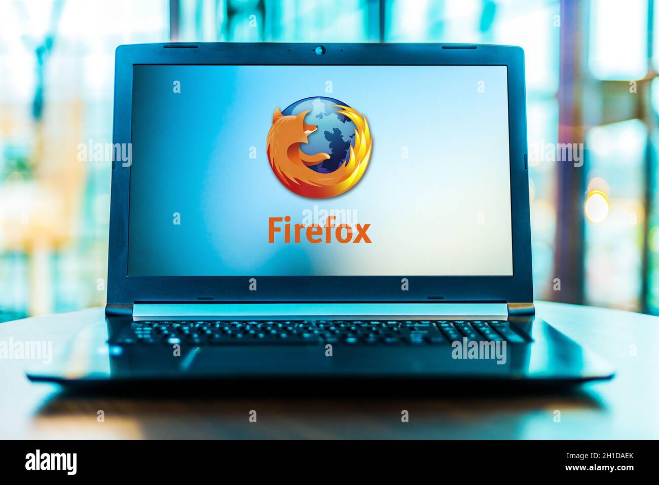 POZNAN, POL - MAR 24, 2020: Laptop computer displaying logo of Firefox ...
