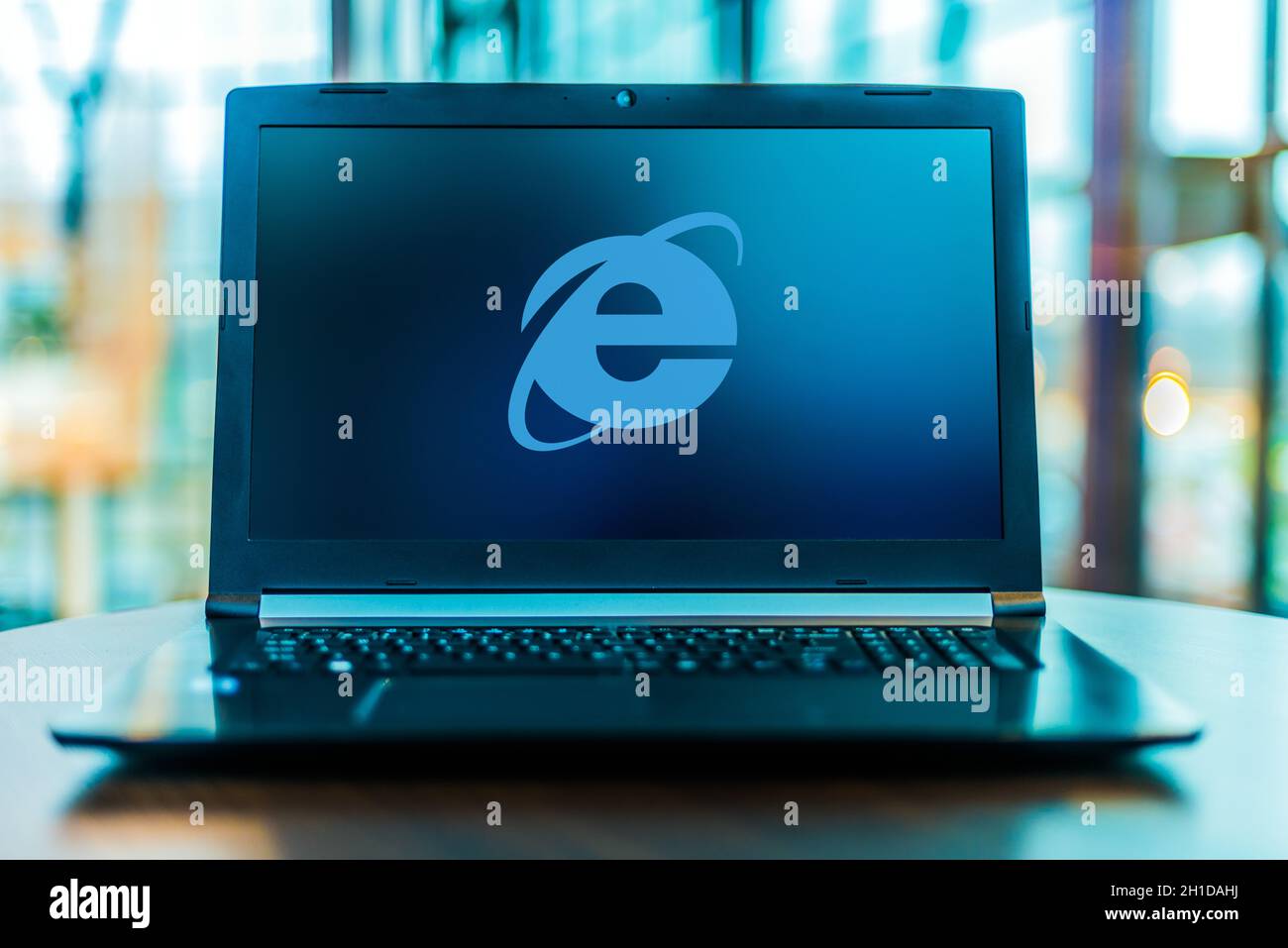 POZNAN, POL - MAR 24, 2020: Laptop computer displaying logo of Internet ...