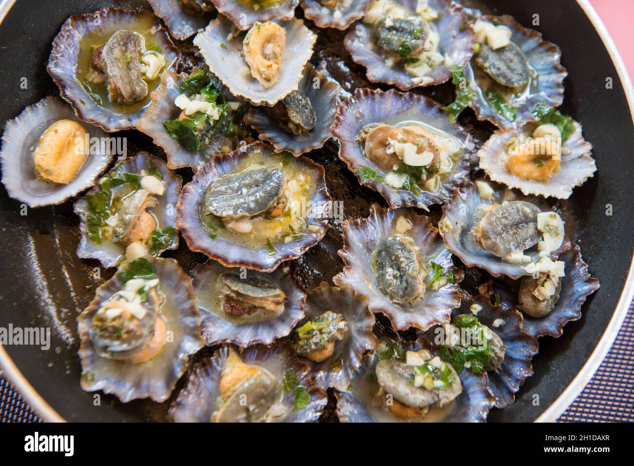 madeira Lapas shells in a restaurant in the city centre of Funchal on ...