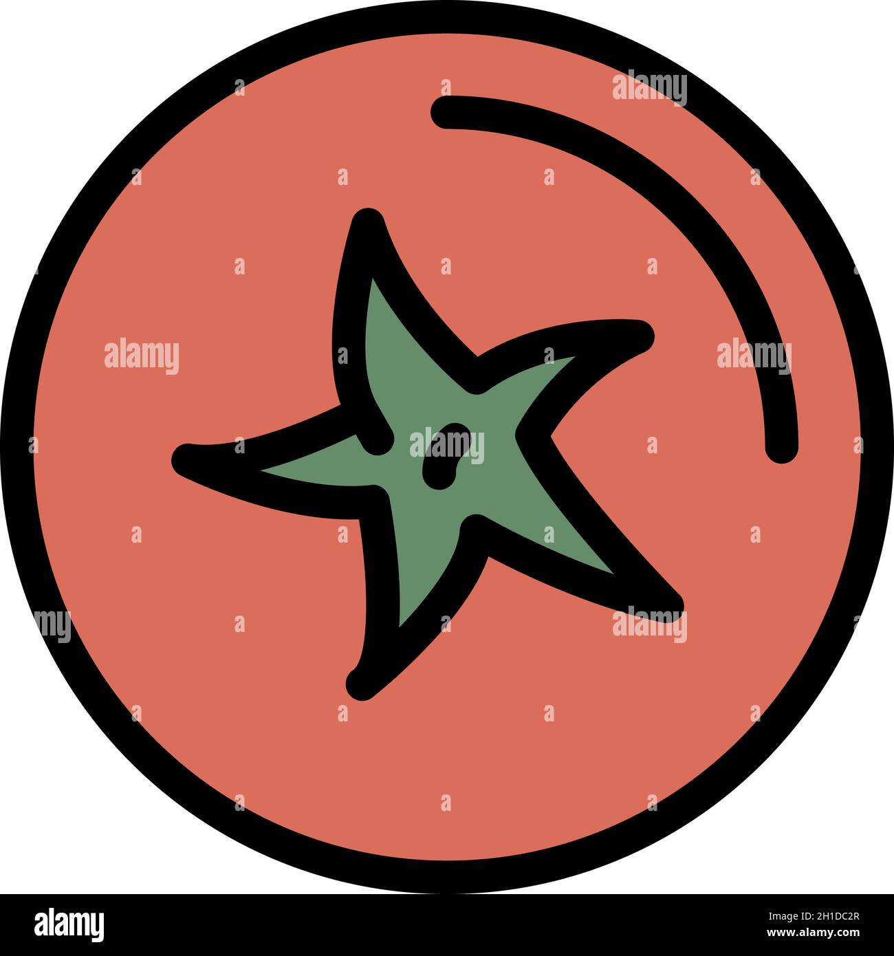 Top view tomato icon. Outline top view tomato vector icon color flat ...