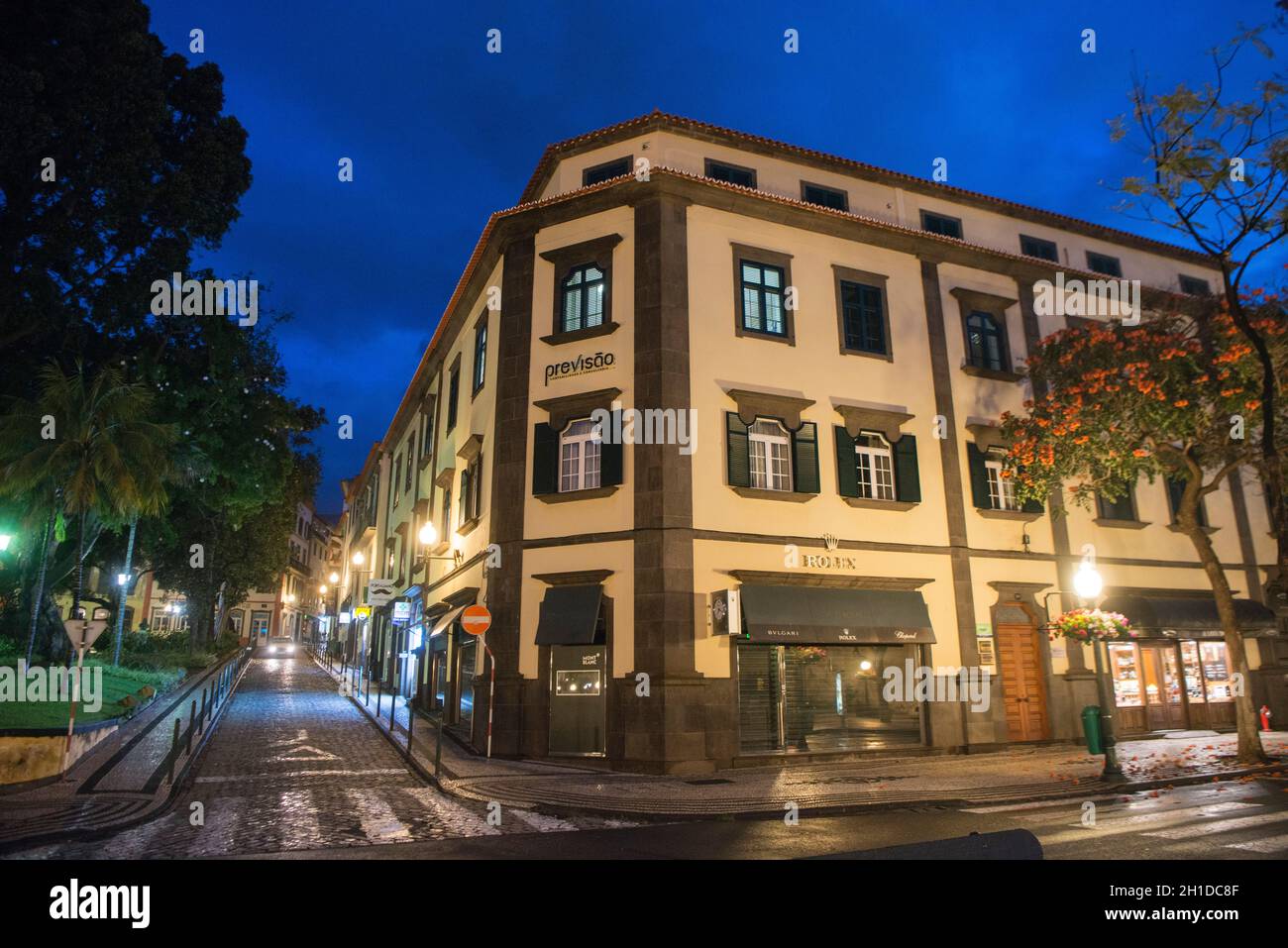 the avenida Arriaga in the city centre of Funchal on the Island Madeira ...