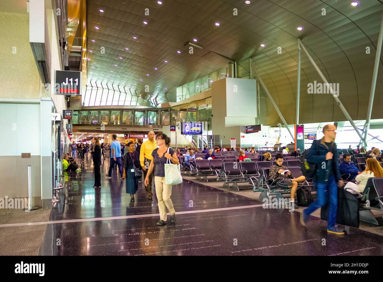 Miami, Florida, USA - December 12, 2019: Travelers inside Miami ...