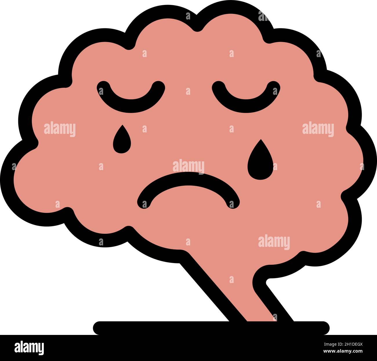 Depression brain icon. Outline depression brain vector icon color flat ...