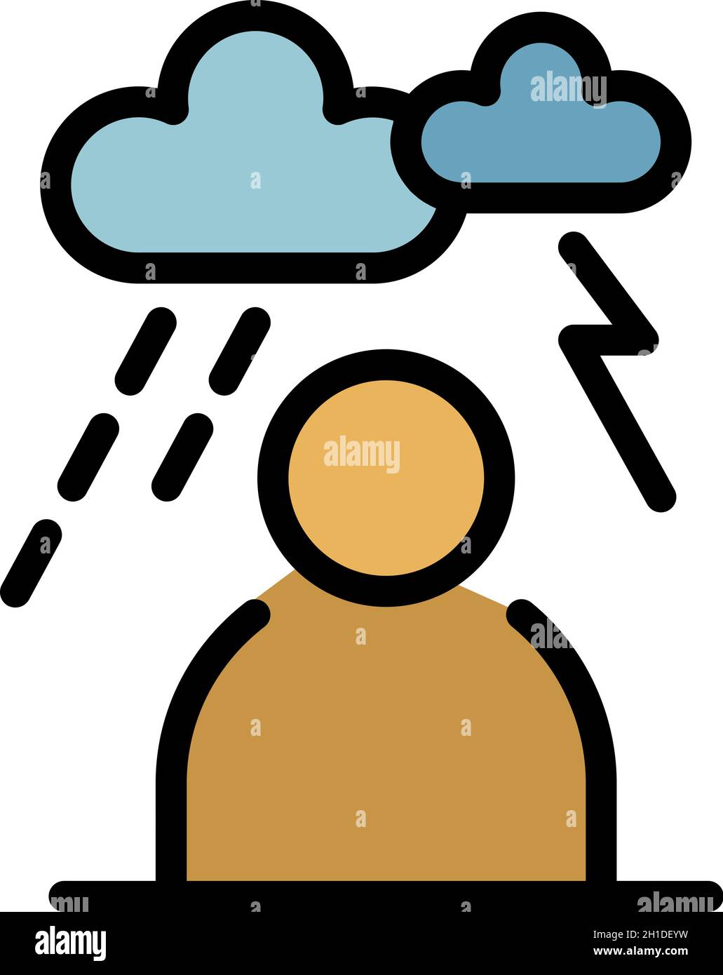 Storm depression man icon. Outline storm depression man vector icon ...