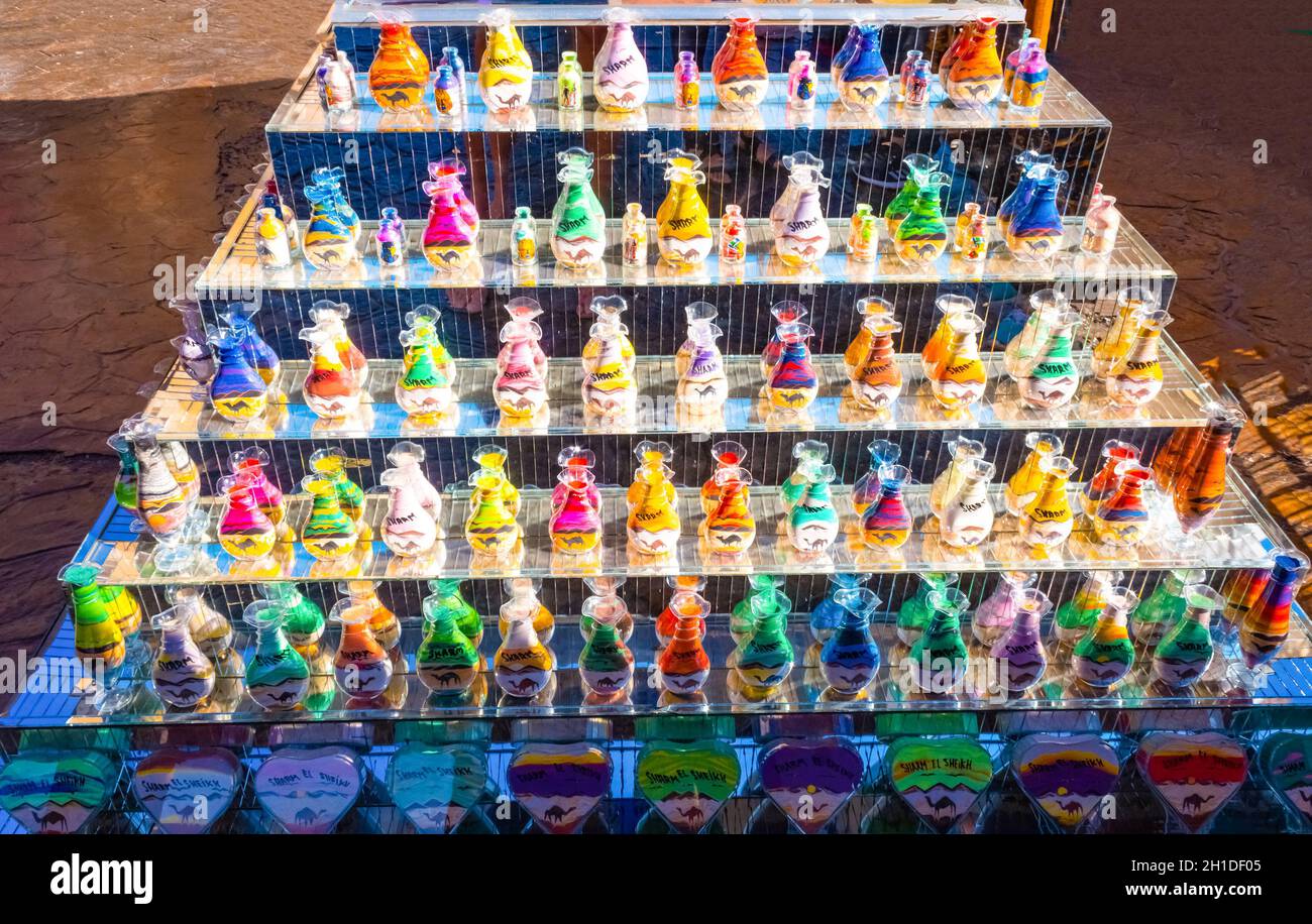 Decorative Glass Bottles with Colored Sand Inside and Shapes of Desert ...