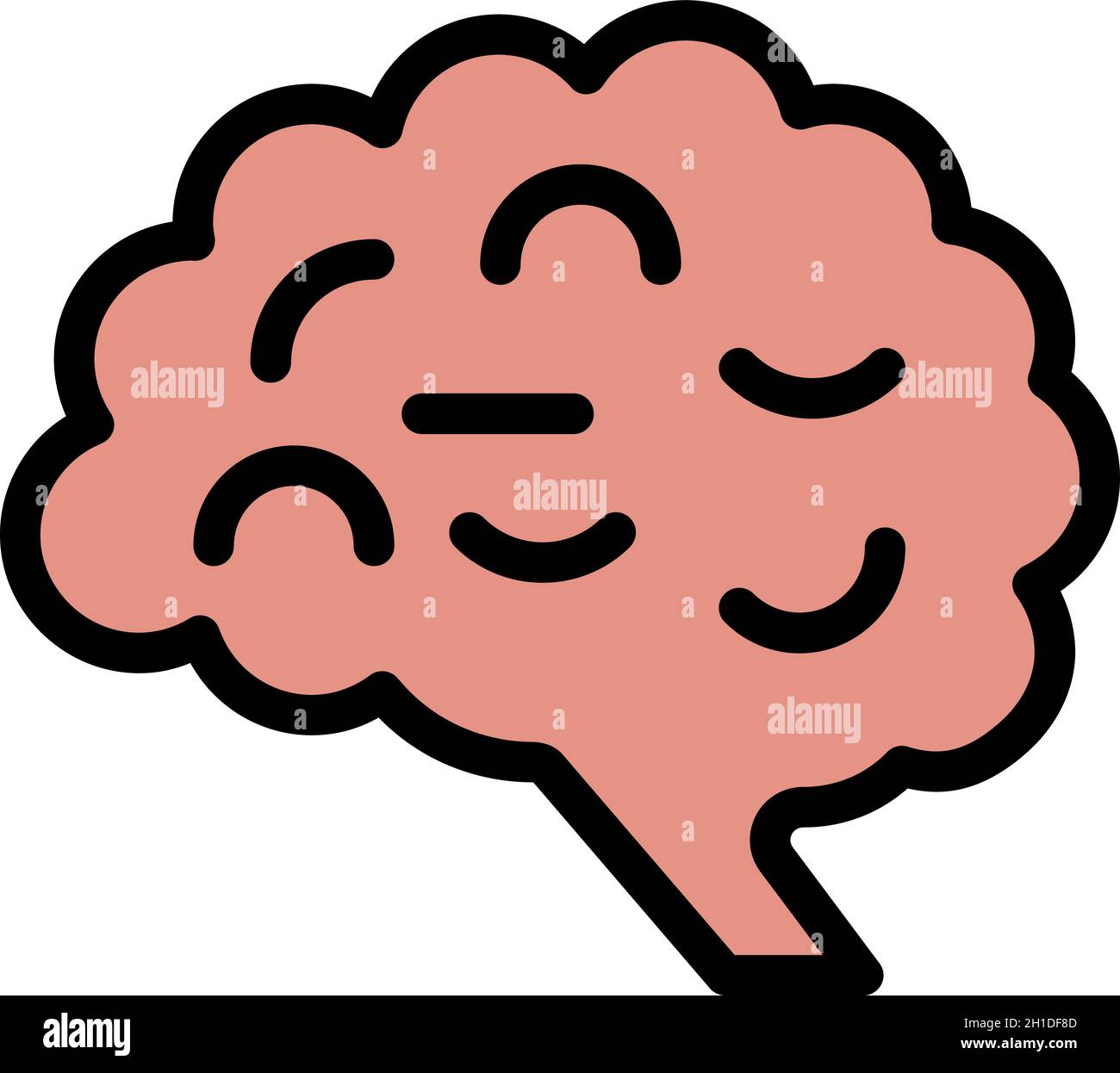 Sadness brain icon. Outline sadness brain vector icon color flat ...