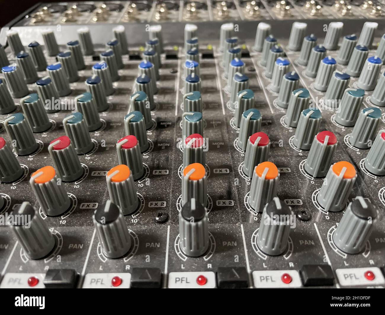 Closeup shot of the colorful buttons of sound control Stock Photo - Alamy