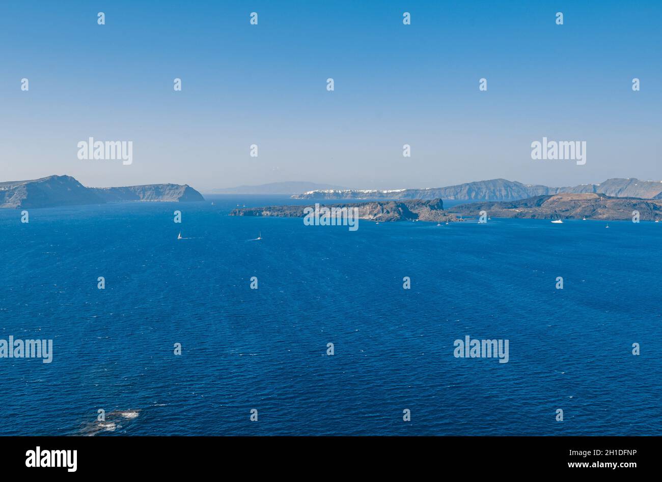 Natural landscapes, volcanic scenery with Aegean seascape in Santorini ...